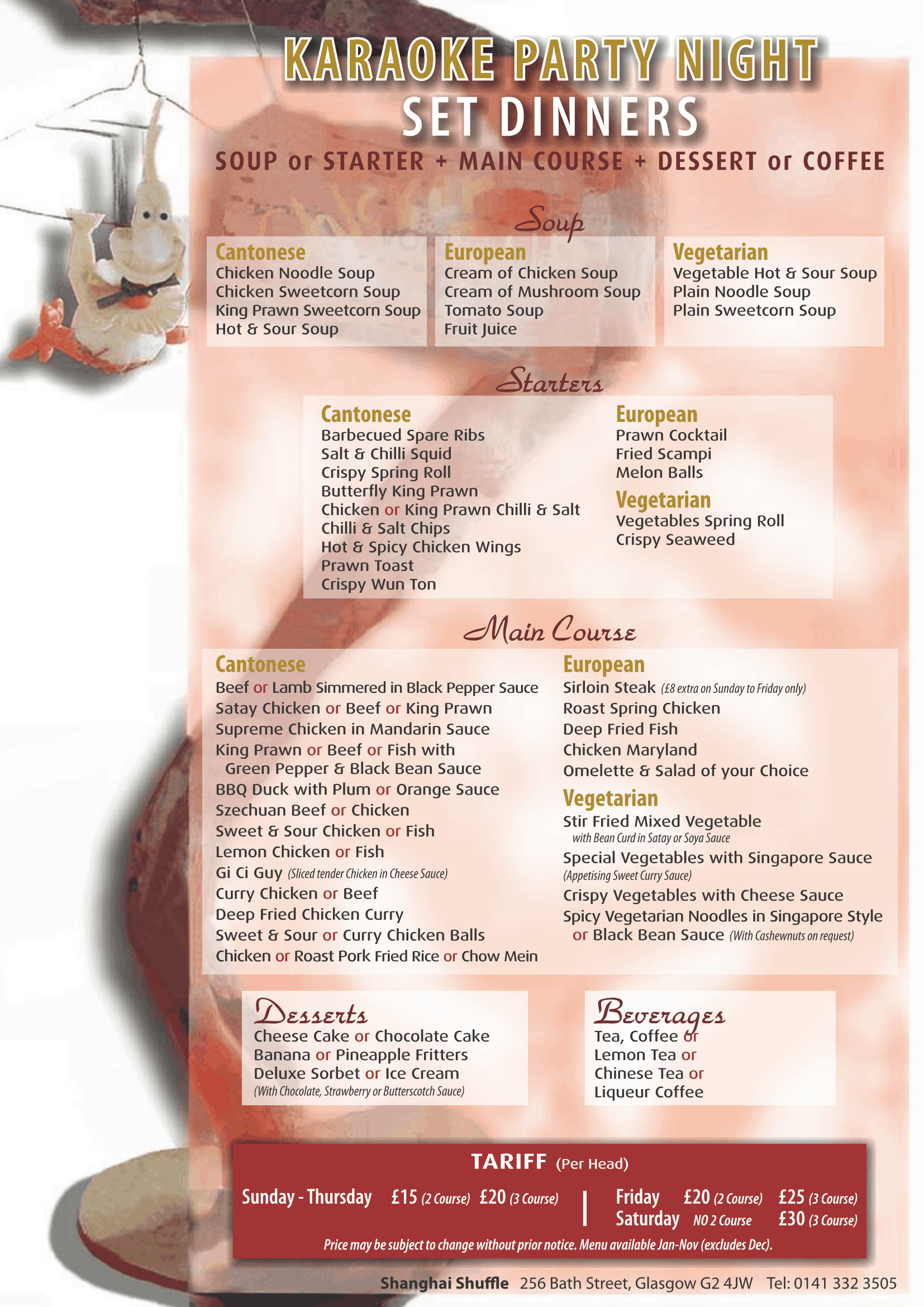 Shanghai Shuffle - Menu