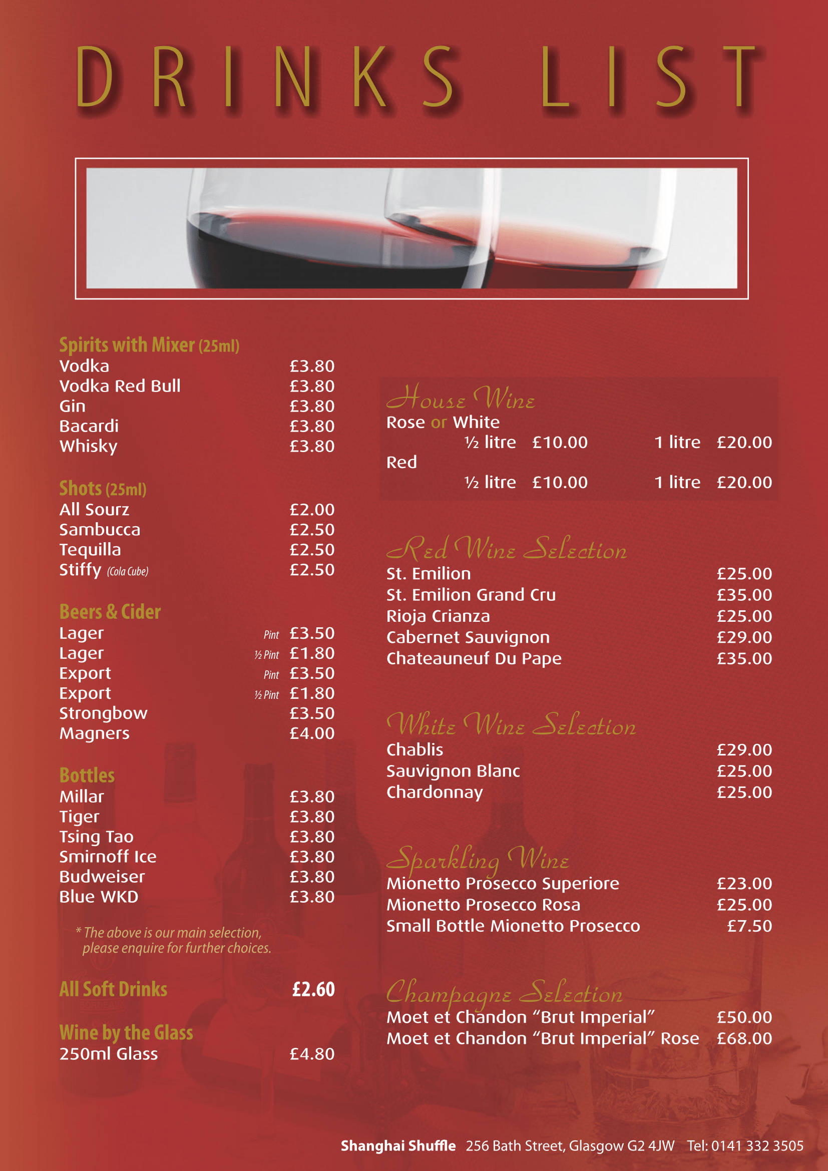 Shanghai Shuffle - Menu